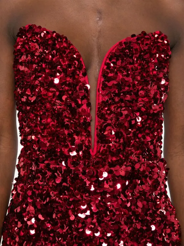 self portrait red sequin dress SELF PORTRAIT (red) 3D sequin midi