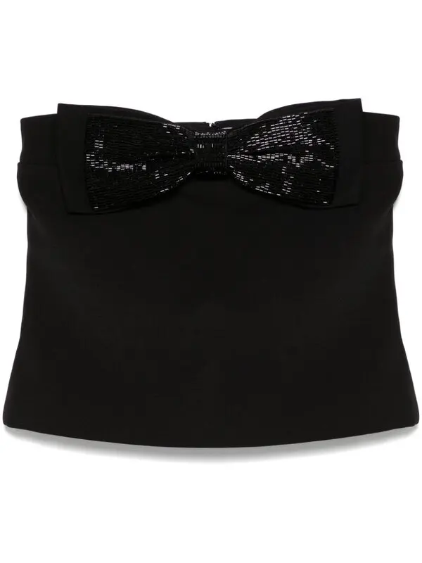 SELF-PORTRAIT Crepe Bandeau Top - Black
