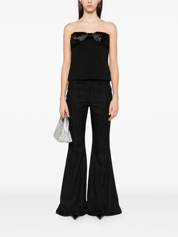 SELF-PORTRAIT Crepe Bandeau Top - Black