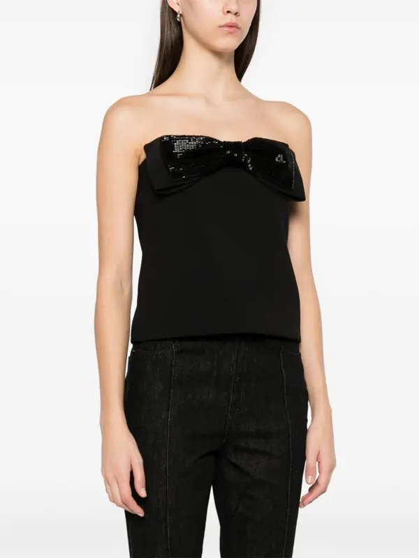 SELF-PORTRAIT Crepe Bandeau Top - Black
