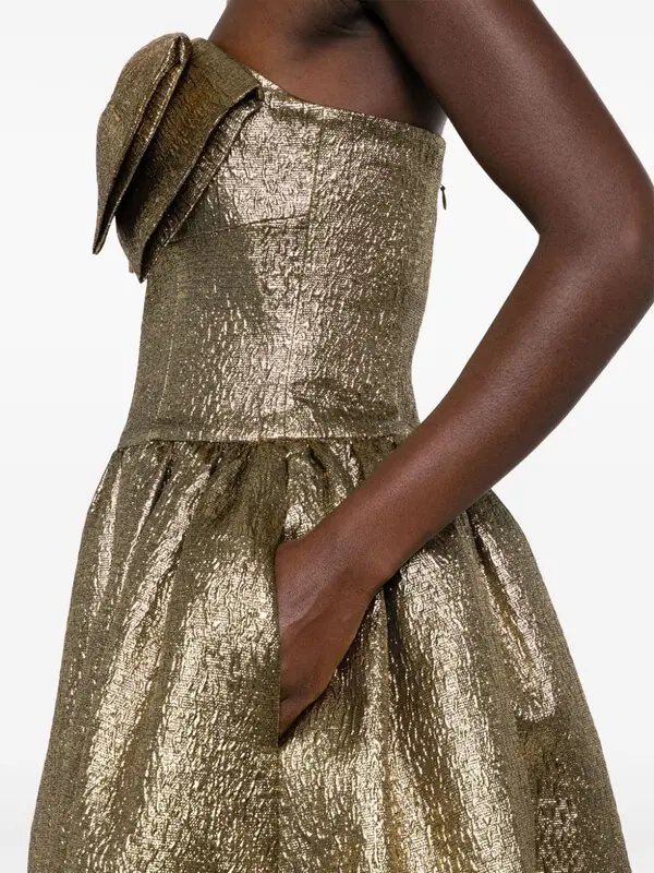 slim fit dress slacks Gold Rhinestone Drape Midi Dress – self-portrait-US main image 1