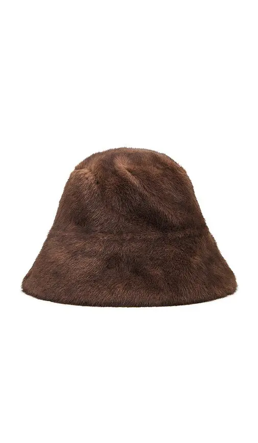 Adrienne Landau The Uptown Faux Fur Bucket Hat - Chocolate