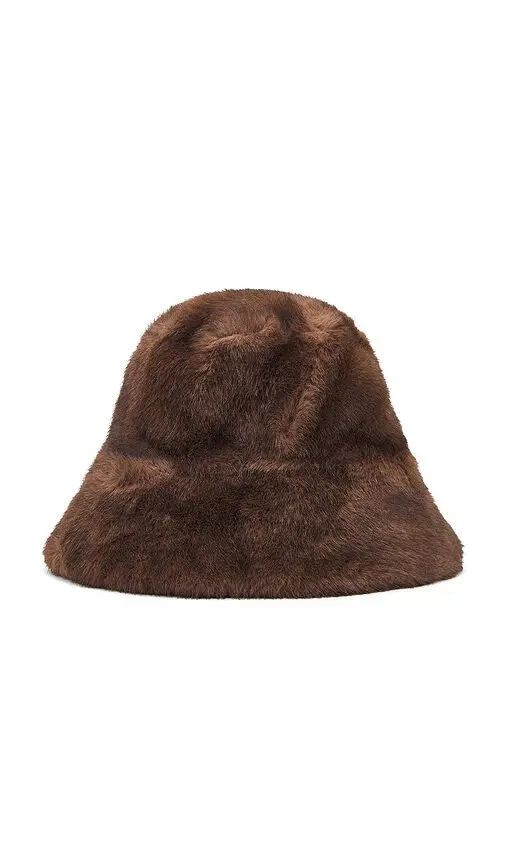 Adrienne Landau The Uptown Faux Fur Bucket Hat - Chocolate 