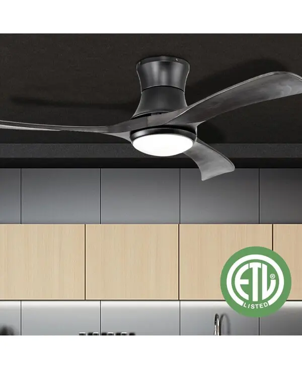 GOUUN 52 Inch Flush Mount Ceiling Fan With Led