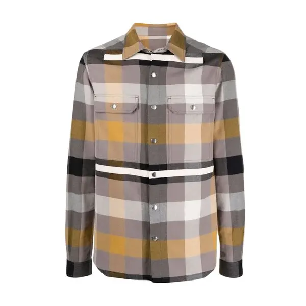 Rick Owens Plaid Print Long Sleeve Outer Shirt Jacket