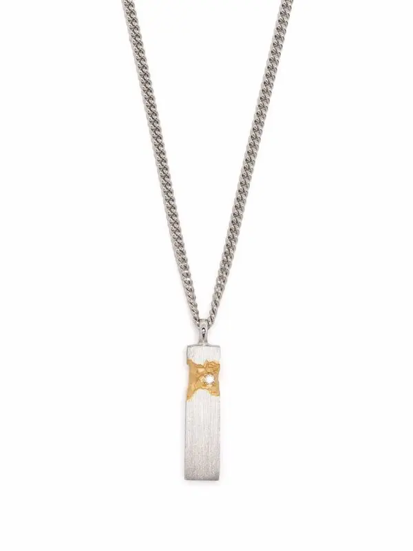 Tom Wood Mined Cube Diamond Pendant Necklace - Silver | Editorialist