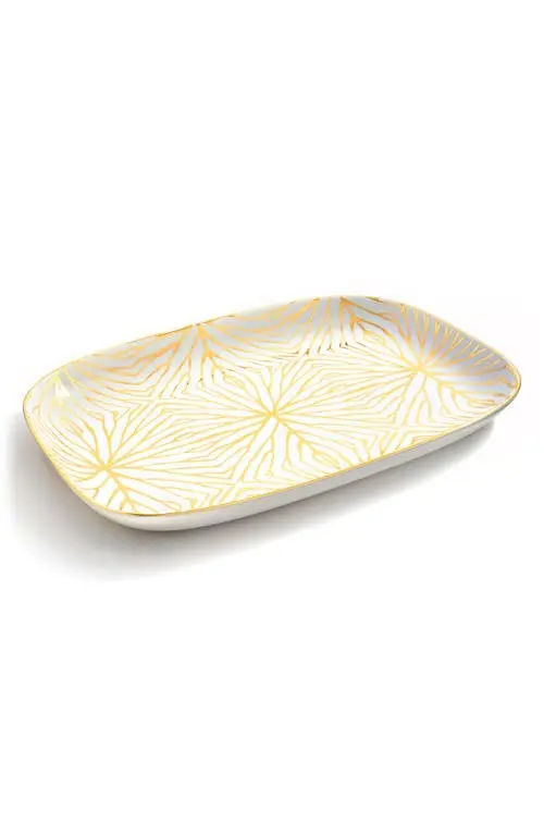 ANNA NEW YORK Talianna Lily Pad Ceramic Serving Platter - White And Gold