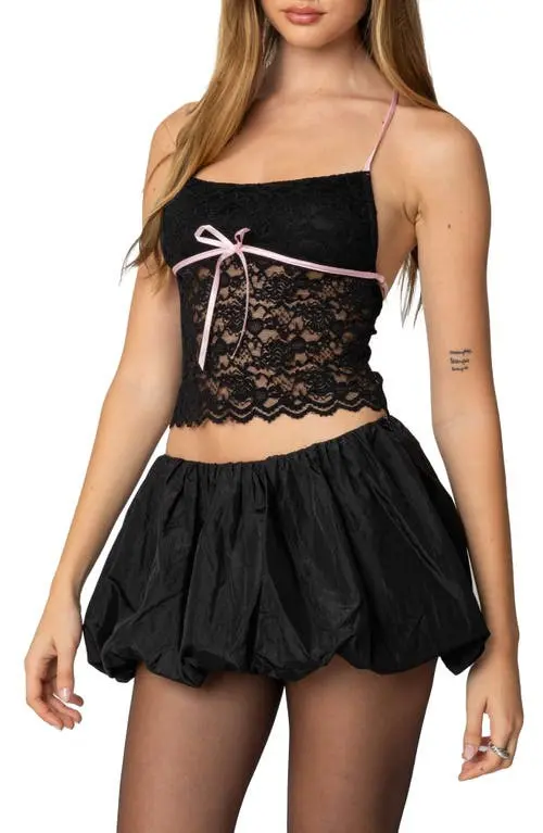 EDIKTED Contrast Ribbon Lace Halter Top