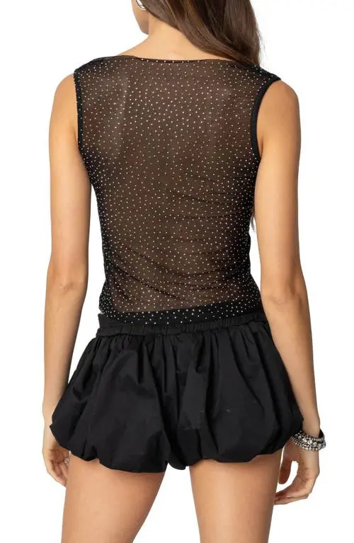 EDIKTED Rhinestone Embellished Mesh Tank
