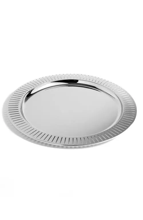 ANNA NEW YORK Striations Round Serving Tray - Silver