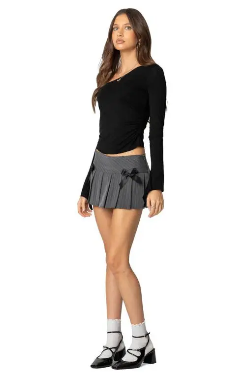EDIKTED Bowen Pleated Pinstripe Mini Skirt