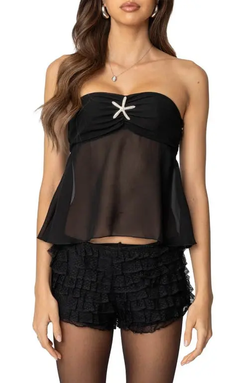 EDIKTED Starfish Embellished Top - Black