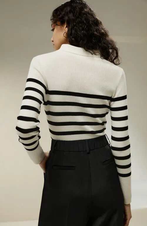 Lilysilk Striped Merino Wool Sweater