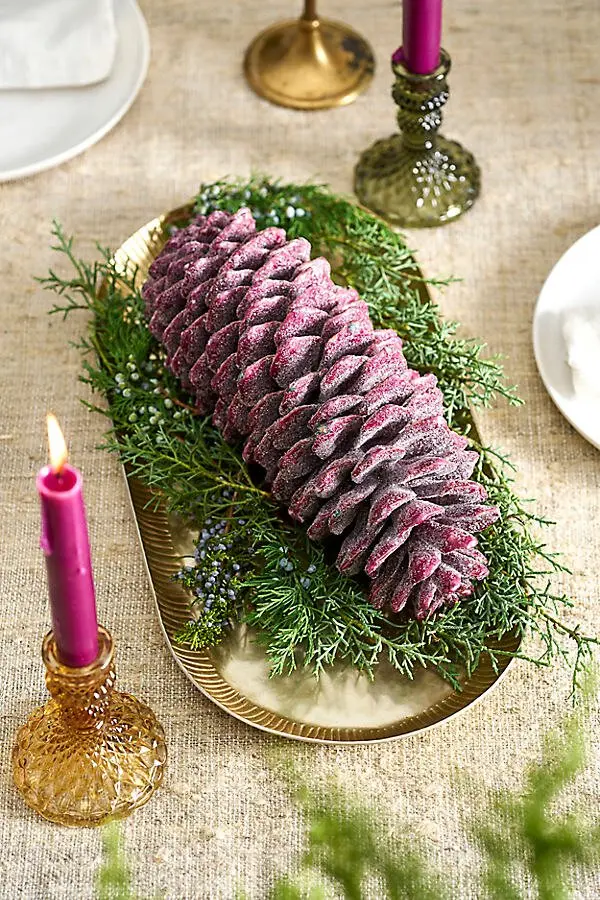 TERRAIN Glittery Waxed Pinecone - Wine