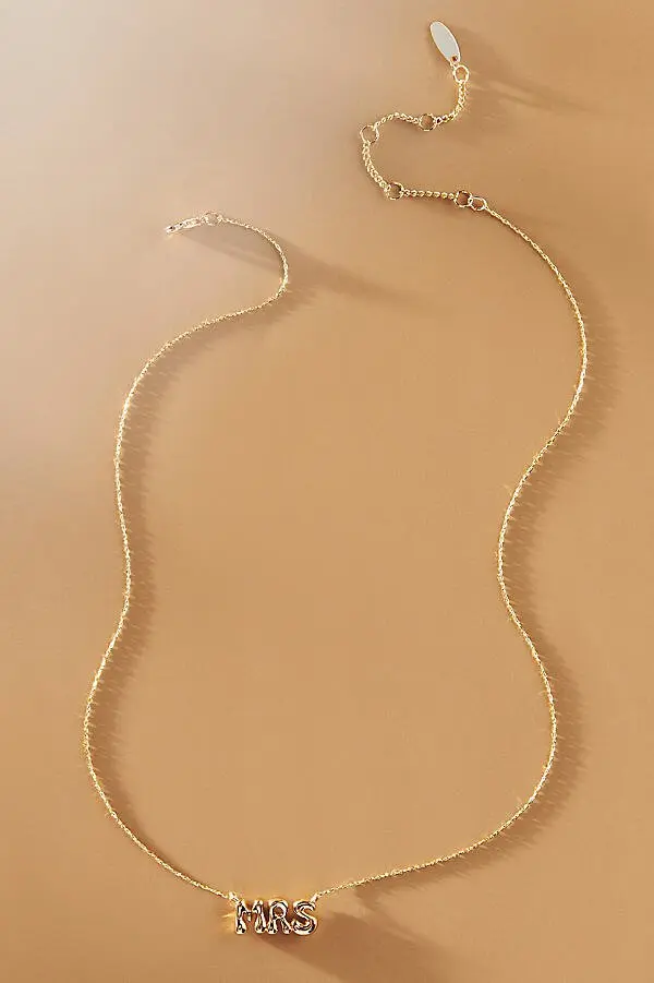 Anthropologie Mrs. Bubble Letter Necklace - Gold