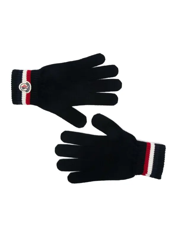 Moncler Tricolour-stripe Wool Gloves - Blue