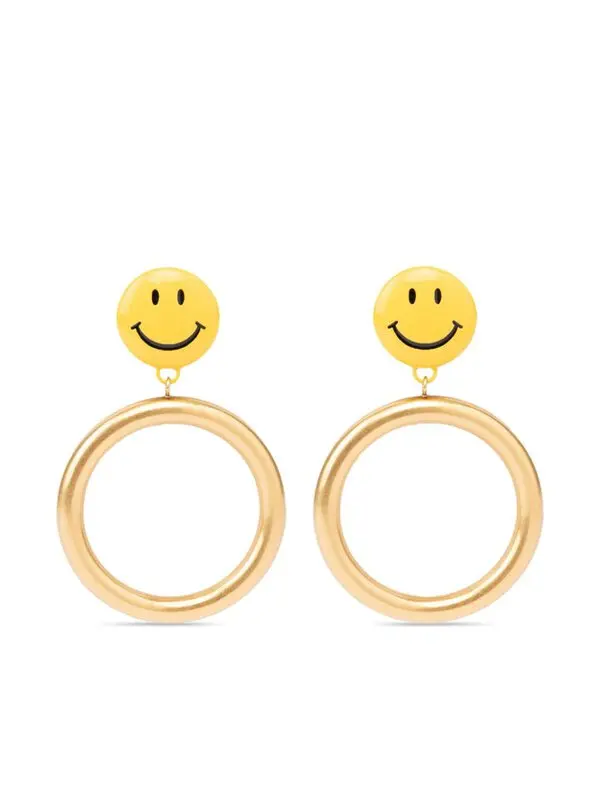Moschino Smile-motif Hoop Earrings - Gold
