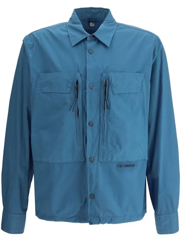 C.P. COMPANY Logo-embroidered Shirt - Blue