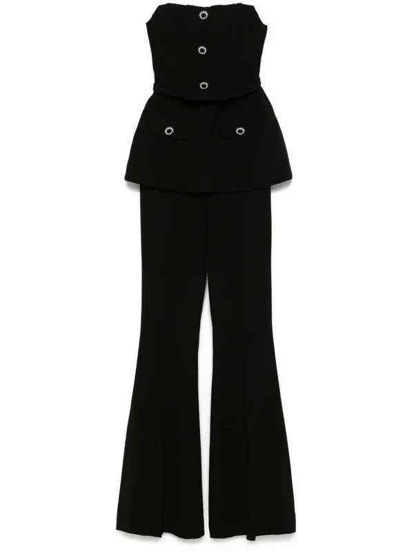 SELF-PORTRAIT Crepe Jumpsuit - Black