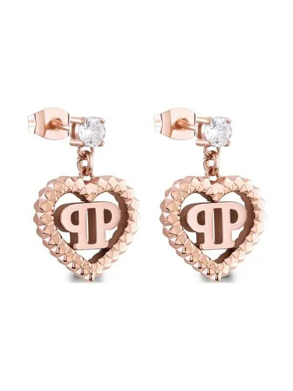 Philipp Plein Rocked Hearts Pendant Earrings