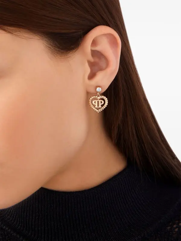 Philipp Plein Rocked Hearts Pendant Earrings