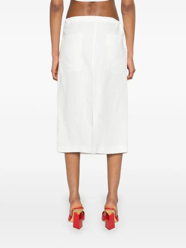 FERRAGAMO Contrast-stitching Drawstring Midi Skirt