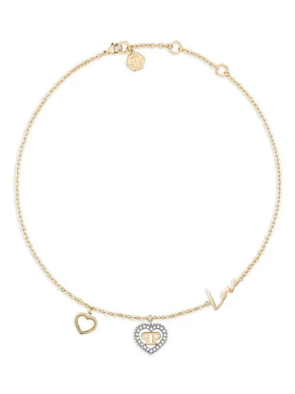 Philipp Plein Rocked Hearts Necklace - Gold
