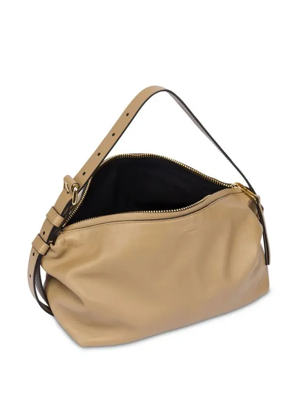 Moschino Tie Me Leather Shoulder Bag - Neutrals