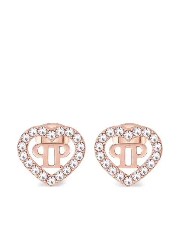 Philipp Plein Rocked Hearts Stud Earrings - Pink