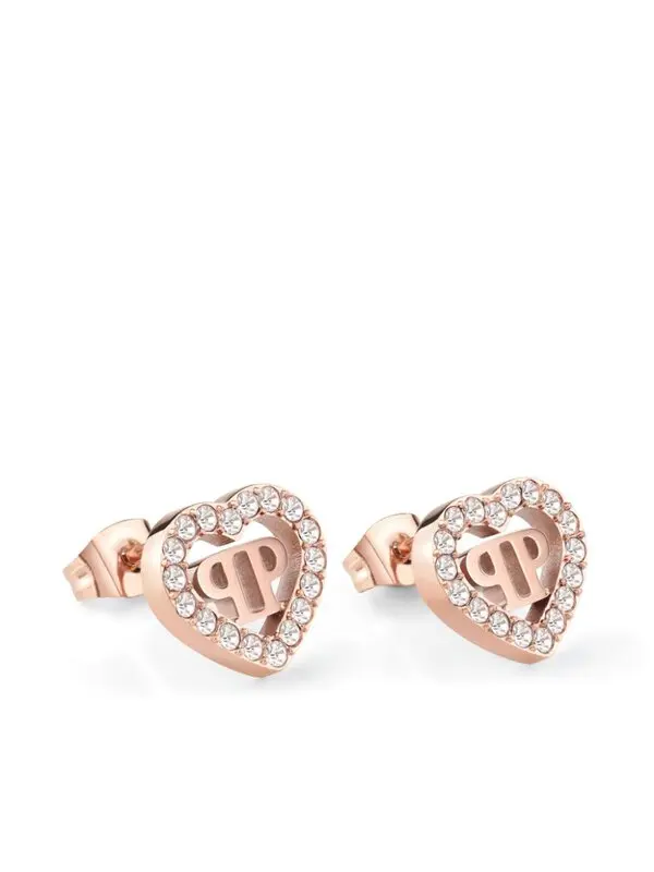 Philipp Plein Rocked Hearts Stud Earrings - Pink