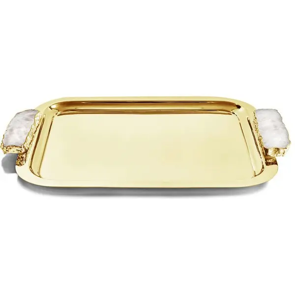 ANNA NEW YORK Hospitality Tray With Crystal Handles - Gold
