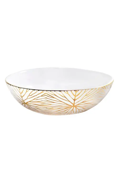 ANNA NEW YORK Talianna Lily Pad Ceramic Serving Bowl - White And Gold