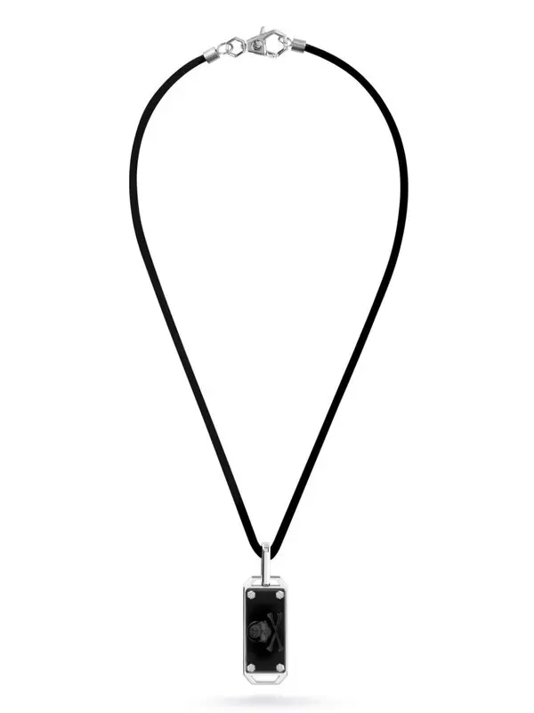 Philipp Plein Skull Bone Pendant Necklace - Black
