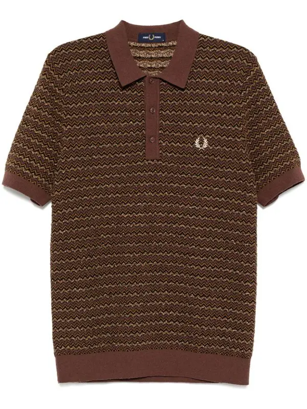 Fred Perry Boucle Jacquard Polo Shirt - Brown | Editorialist