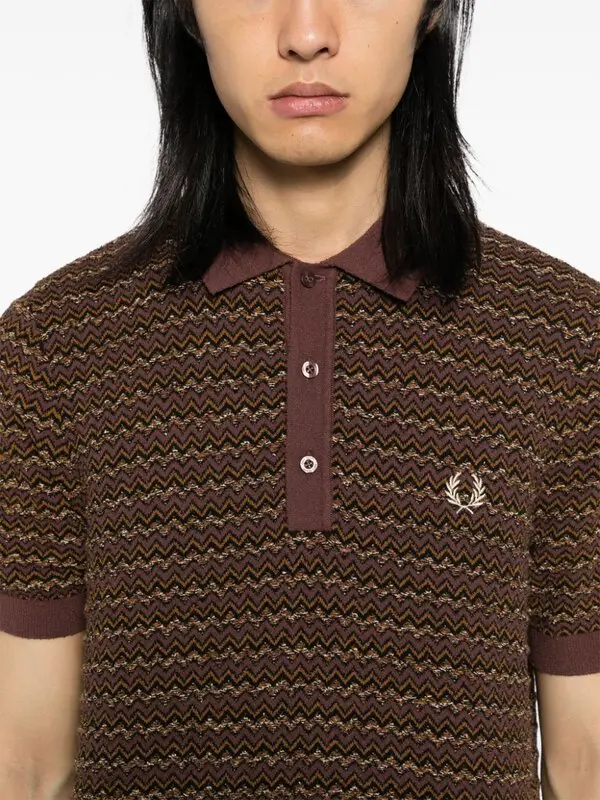 Fred Perry Boucle Jacquard Polo Shirt - Brown | Editorialist