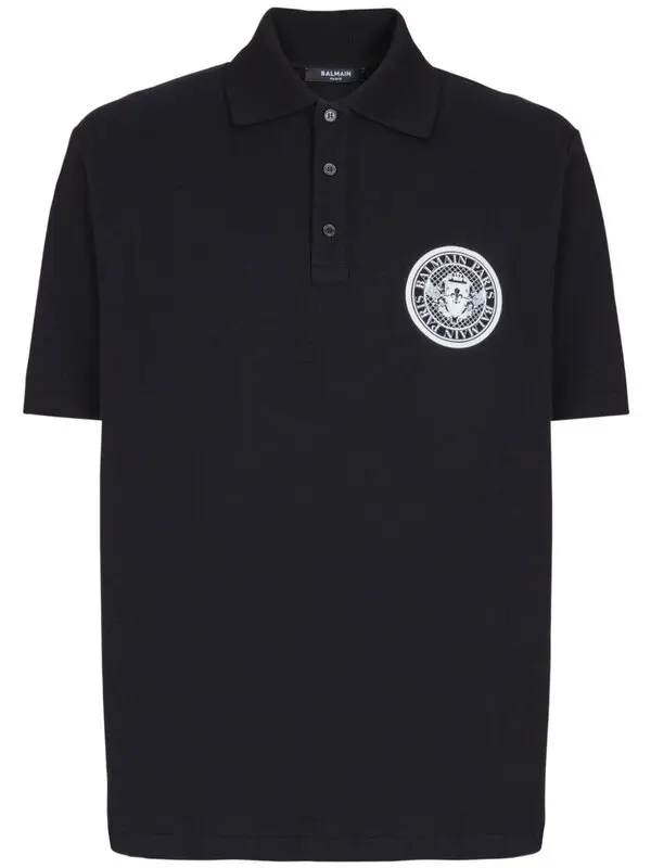 Balmain Logo Polo Shirt - Black