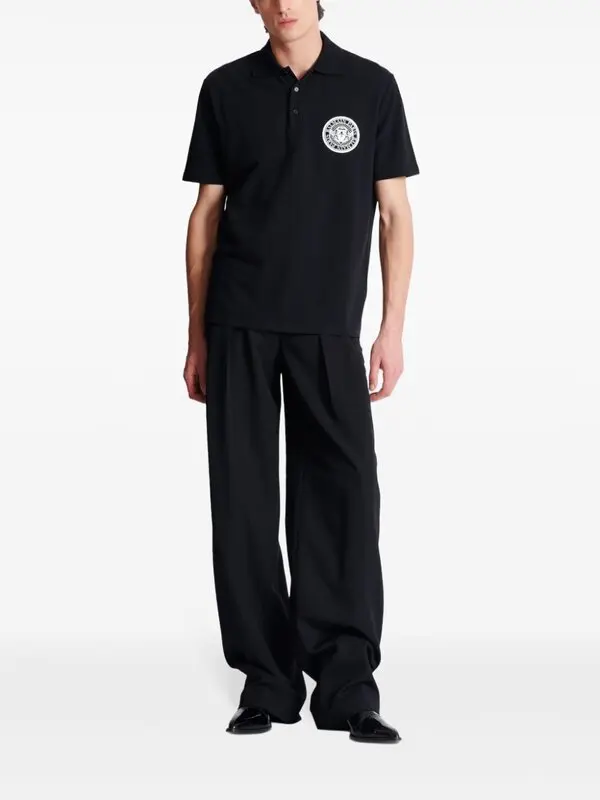 Balmain Logo Polo Shirt - Black
