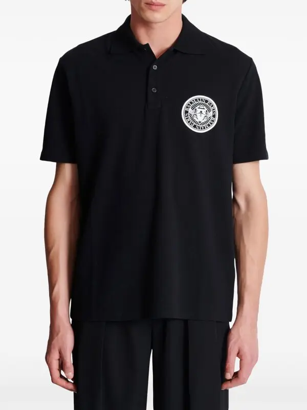 Balmain Logo Polo Shirt - Black