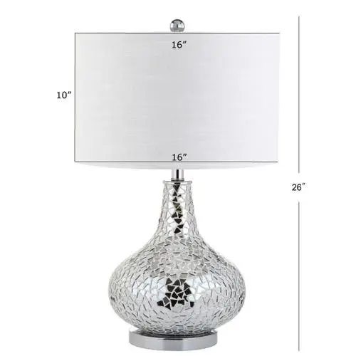 JONATHAN Y Emilia Mirrored Mosaic Led Table Lamp
