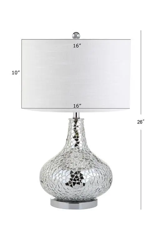 JONATHAN Y Emilia Mirrored Mosaic Led Table Lamp