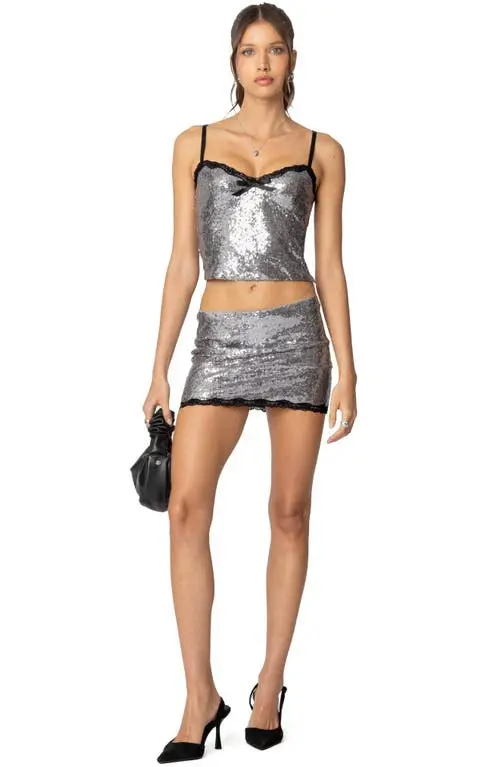 EDIKTED Revel Sequin Lace Trimmed Camisole