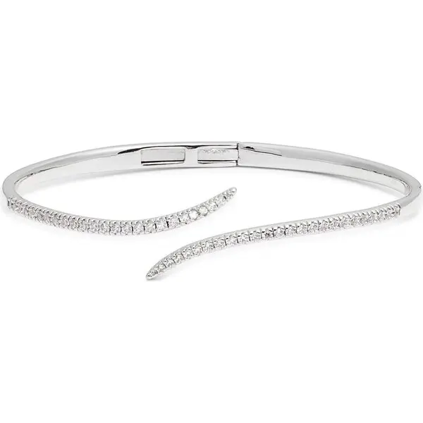 Nordstrom Cubic Zirconia Cuff Bracelet - Clear- Silver