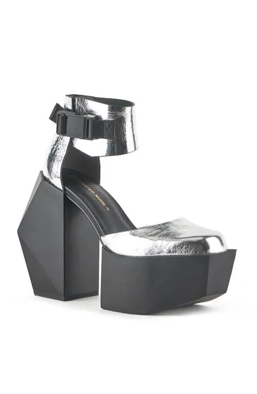 United Nude Stage D2 Platform Pumps - Silver