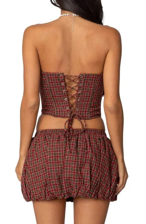 EDIKTED Marlene Plaid Corset Top