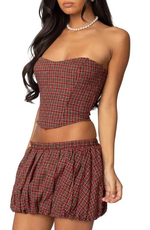 EDIKTED Marlene Plaid Corset Top