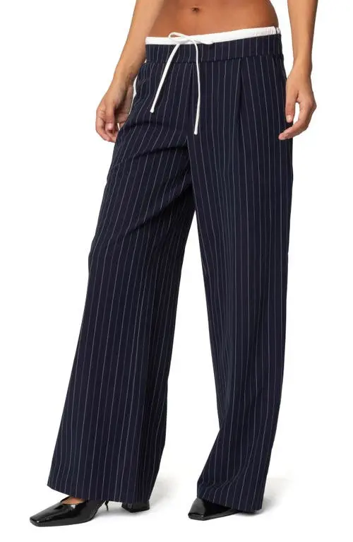 EDIKTED Peekaboo Pinstripe Drawstring Pants