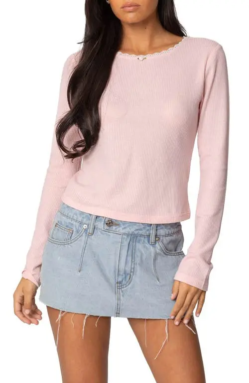 EDIKTED Rosemarie Waffle Knit Long-sleeve Top