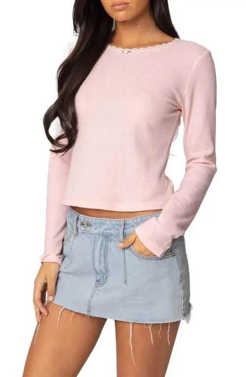 EDIKTED Rosemarie Waffle Knit Long-sleeve Top