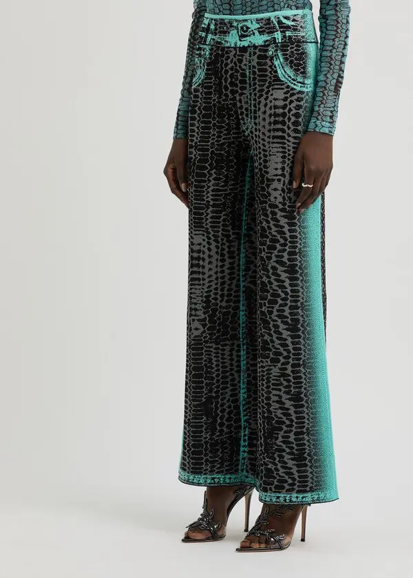 Ph5 Zahra Printed Wide-leg Knit Trousers