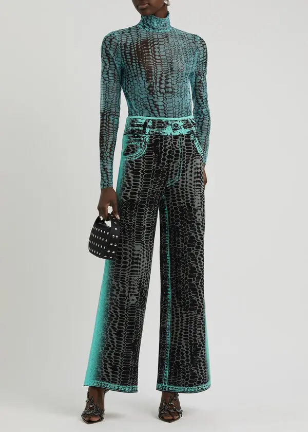 Ph5 Zahra Printed Wide-leg Knit Trousers